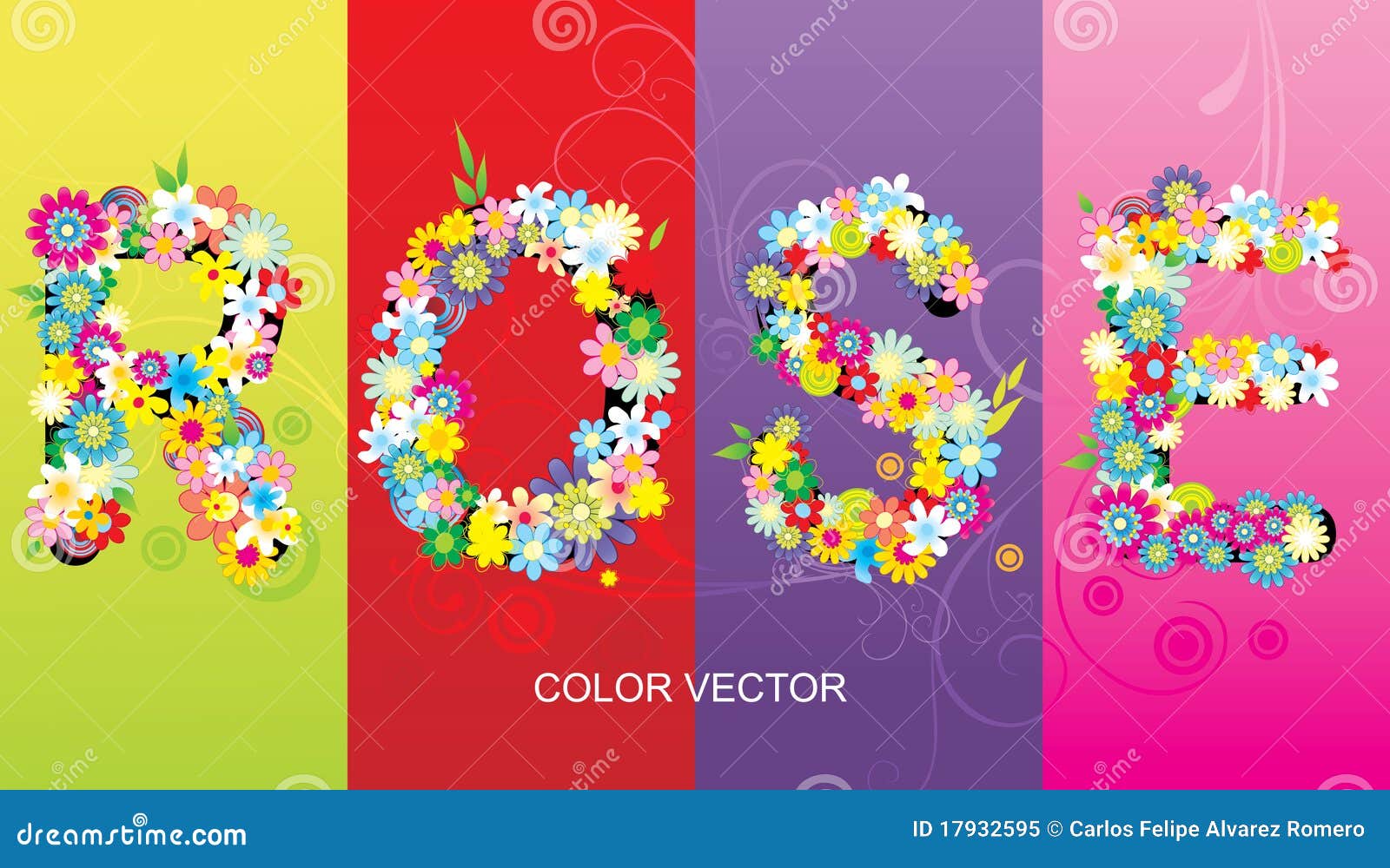 Rose word stock vector. Illustration of nature, frame - 17932595