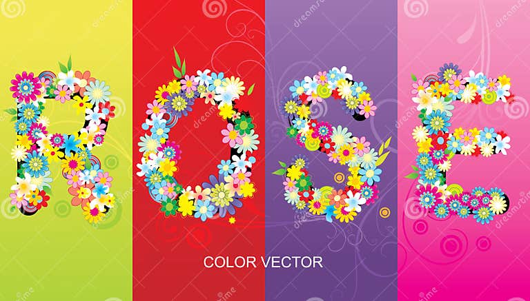 Rose word stock vector. Illustration of nature, frame - 17932595
