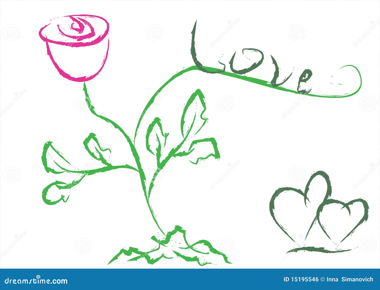 Rose and the Word Love. Vector Stock Vector - Illustration of organic ...