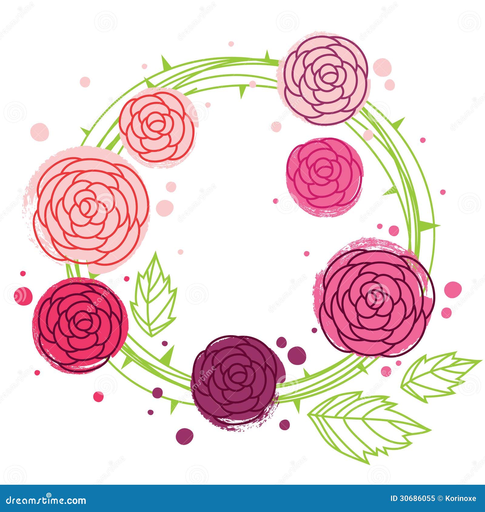 Rose wreath stock vector. Illustration of garland, isolated - 30686055