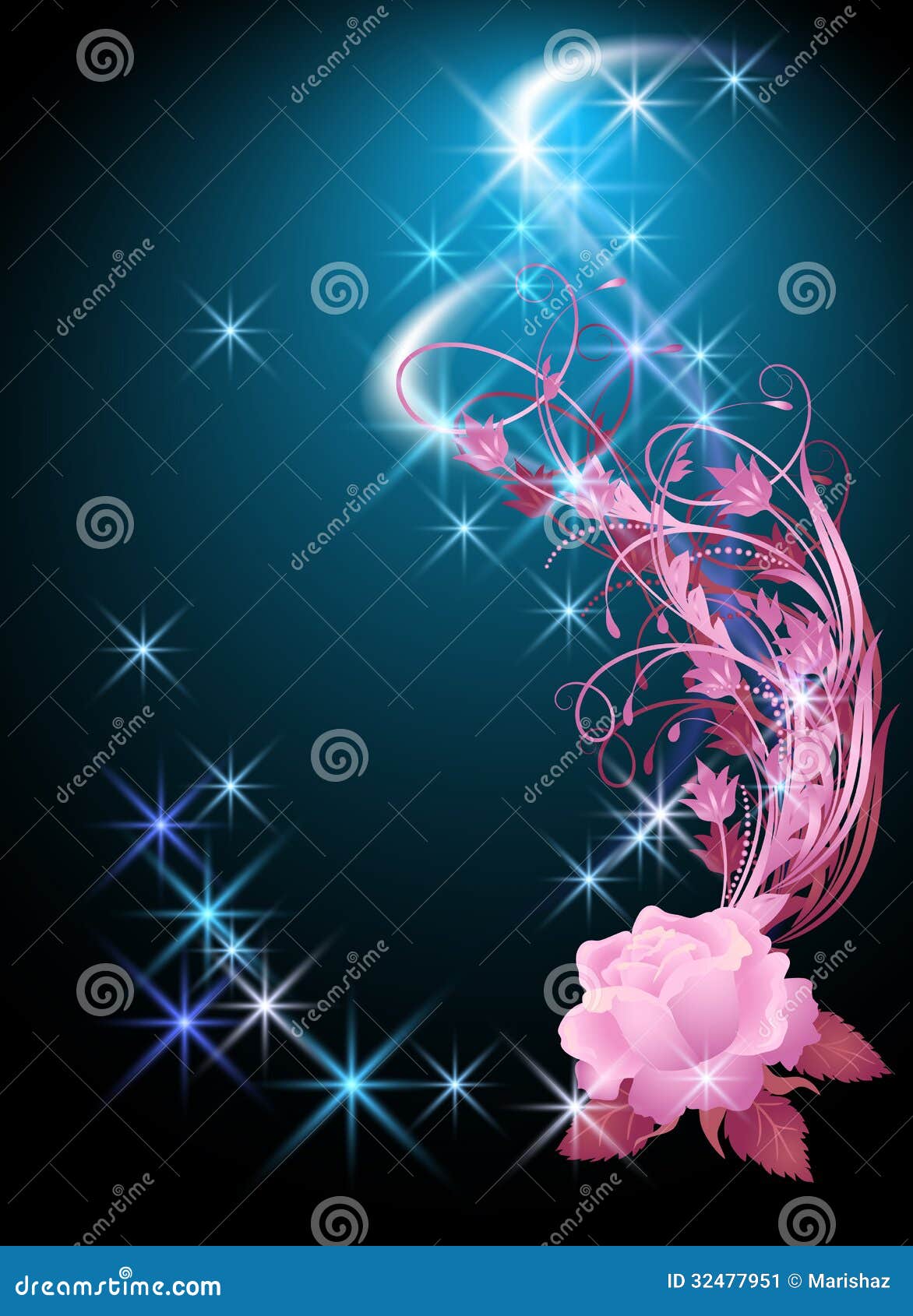 Rose y estrellas ilustración del vector. Ilustración de efecto - 32477951