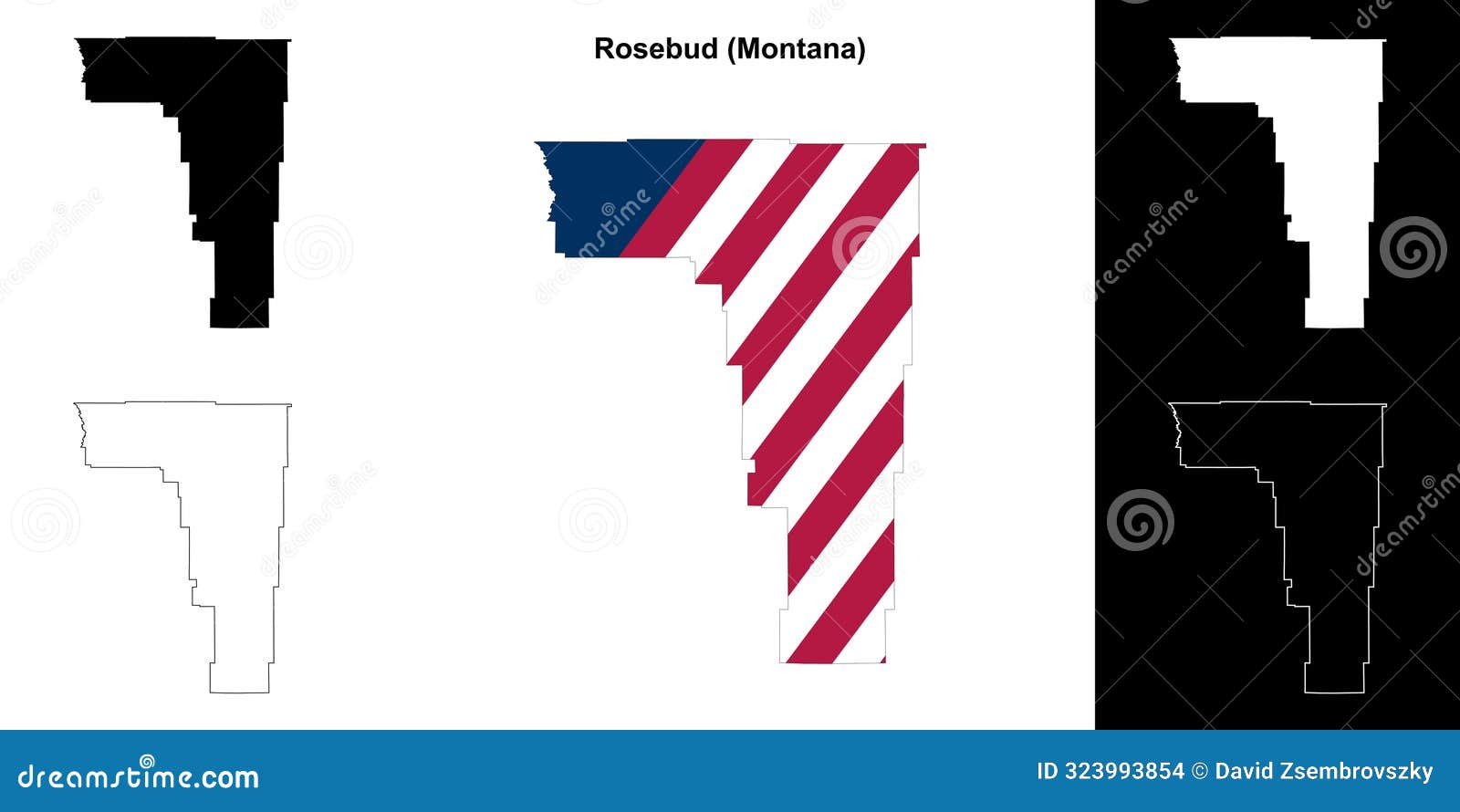 Map Of Rosebud County In Montana State On White Background. Single ...
