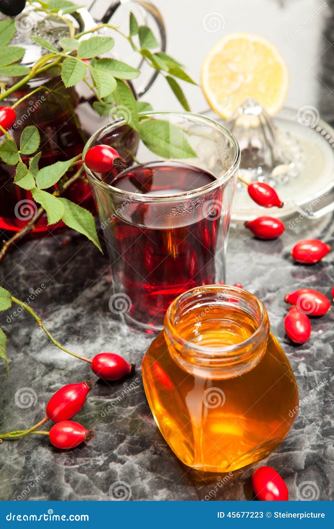 Rosehip tea stock image. Image of herb, lemon, rich, juice - 45677223
