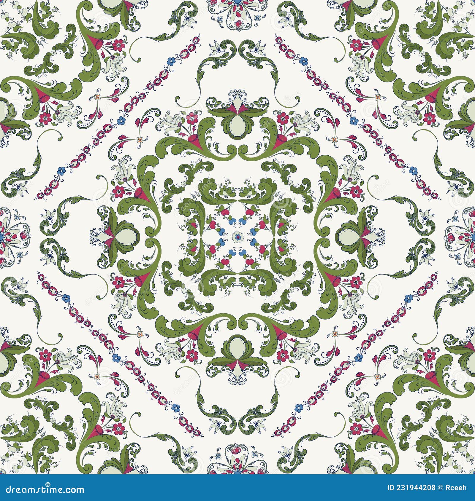 Rosemaling Vector Pattern 23 Stock Vector - Illustration of colorful ...