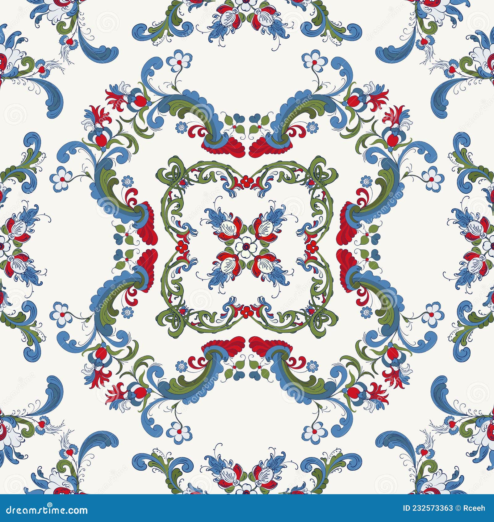 Rosemaling Vector Pattern 33 Stock Vector - Illustration of nordic ...