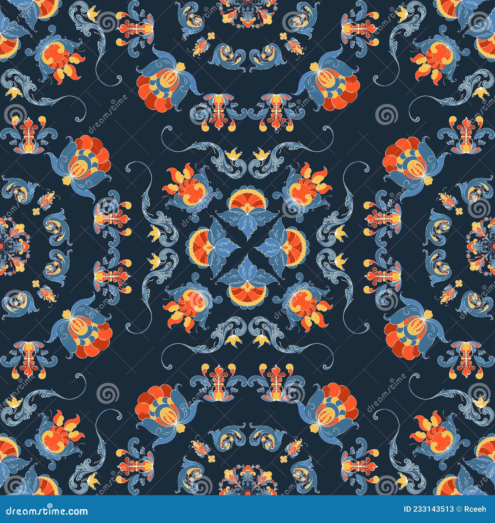 Rosemaling Vector Pattern 68 Stock Vector - Illustration of repetition ...