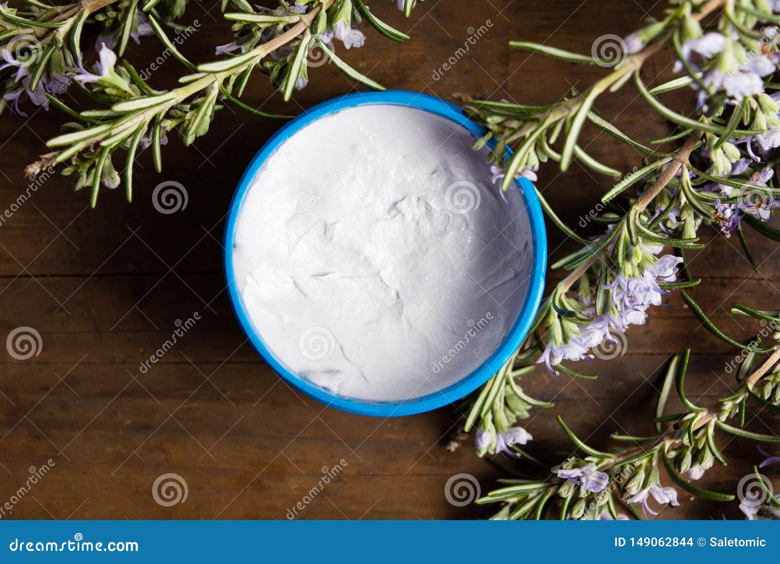 Rosemary Cream with Flower Branches Stock Photo - Image of bunch ...