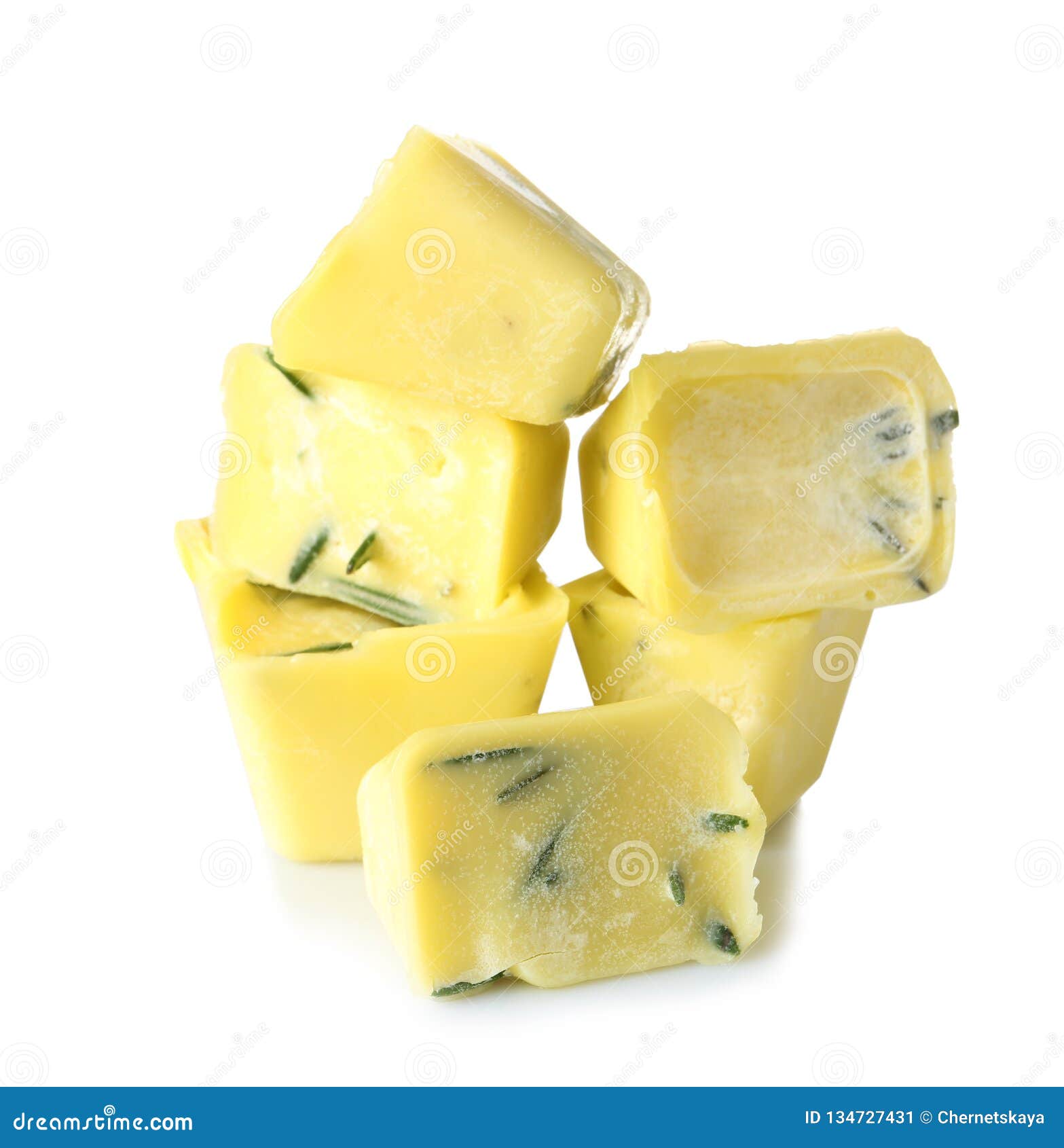 Rosemary and Olive Oil Ice Cubes on White Background Stock Image ...