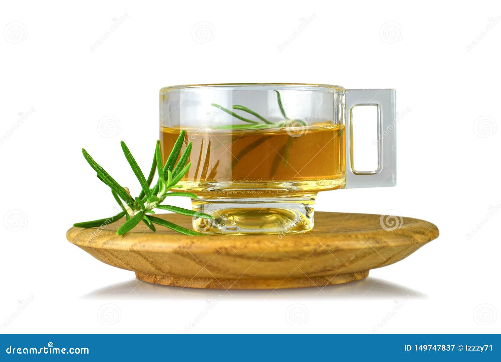 Rosemary Tea in Transparent Cup Isolated on White Stock Image - Image ...