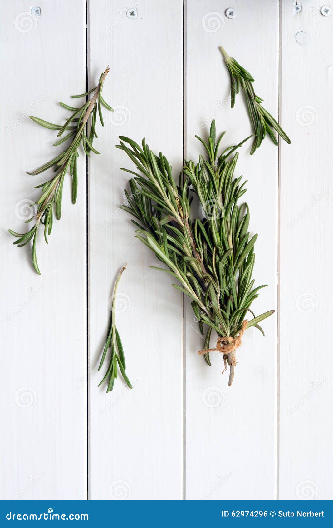 Rosemary on Wooden Background Stock Photo - Image of rosemary, garden ...