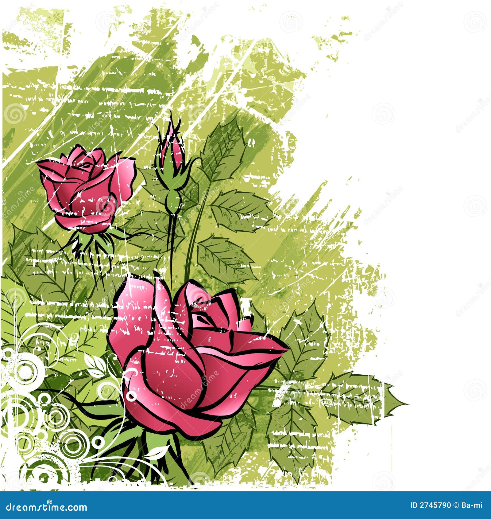 Roses stock vector. Illustration of background, green - 2745790