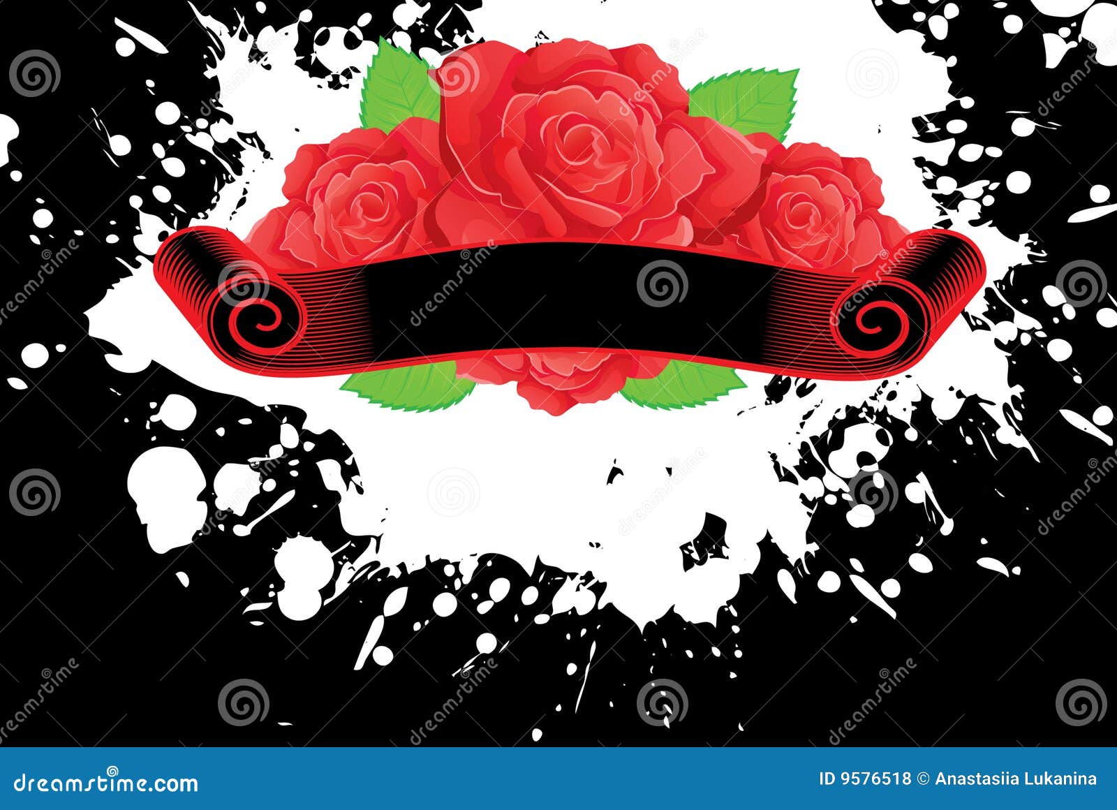 Roses banner on black stock vector. Illustration of passion - 9576518