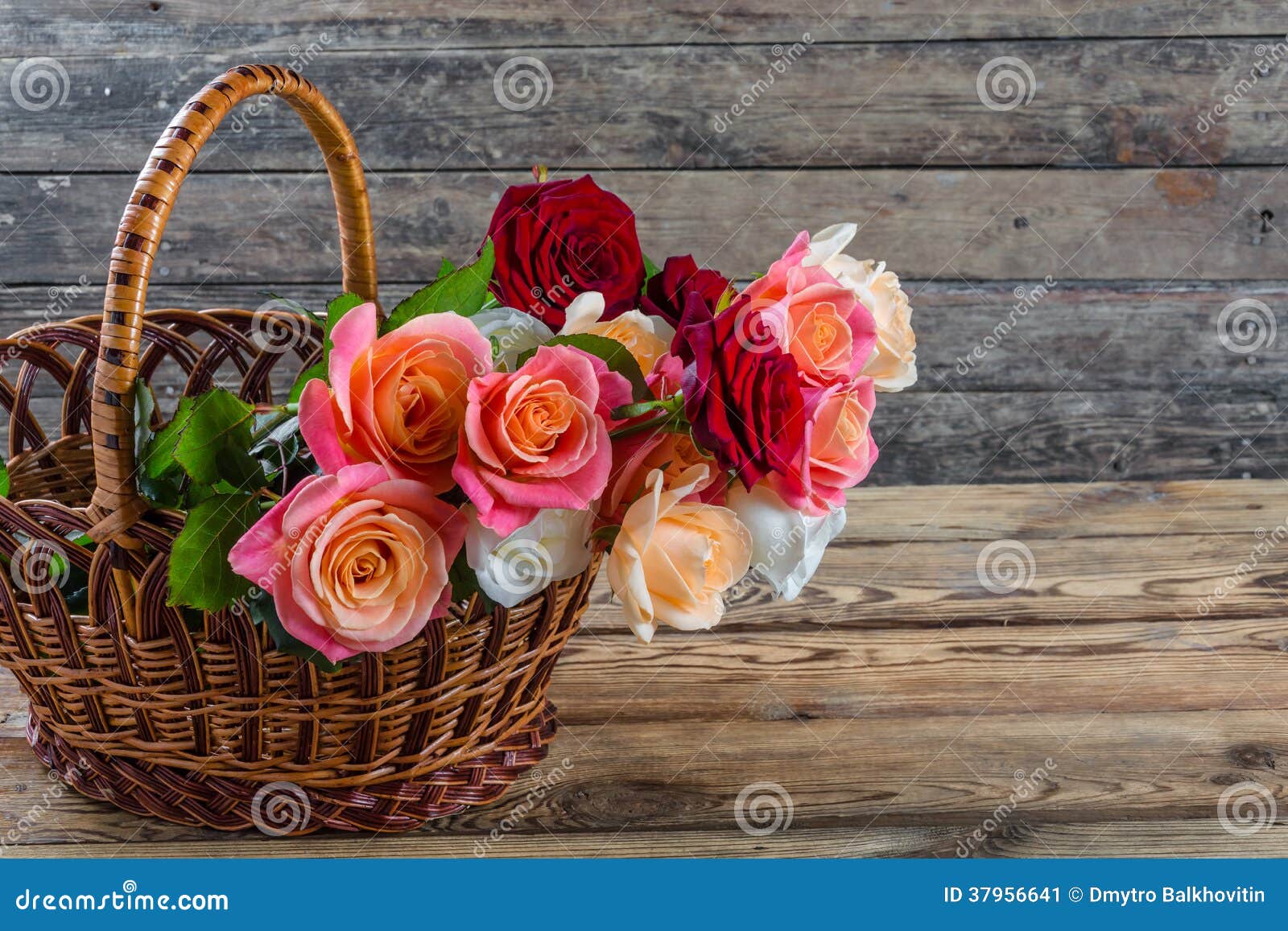 Roses in basket stock image. Image of fresh, creative - 37956641