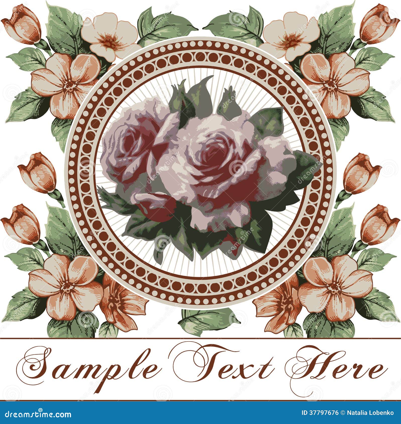 Roses. Beautiful Frame with a Flower Ornament Stock Vector ...