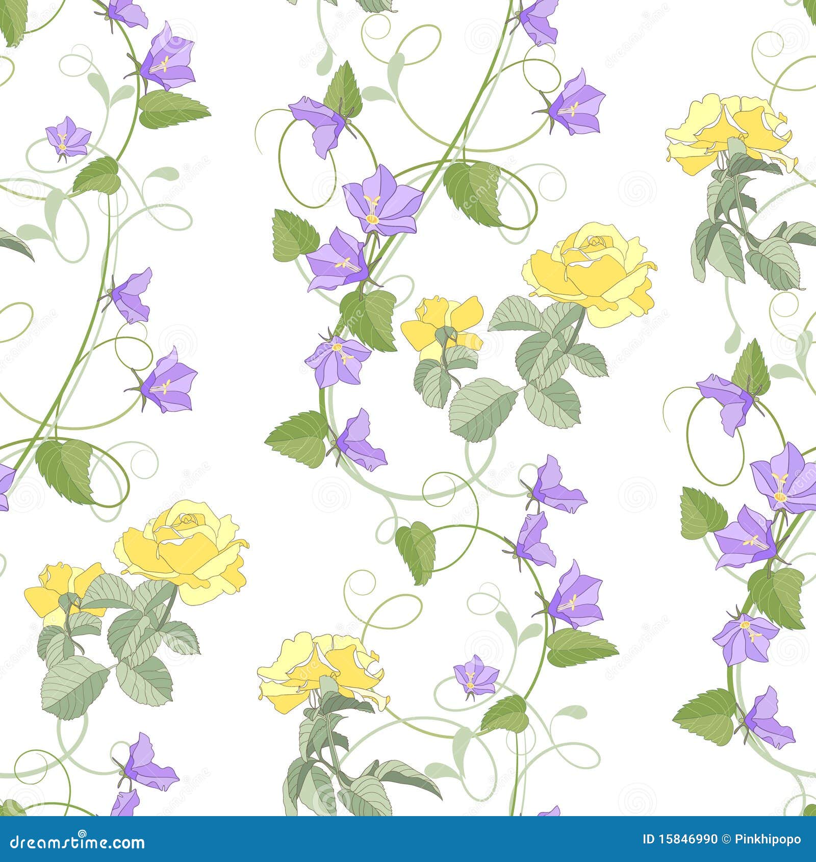 Roses and Bluebells Flowers Stock Vector - Illustration of floral, blue ...