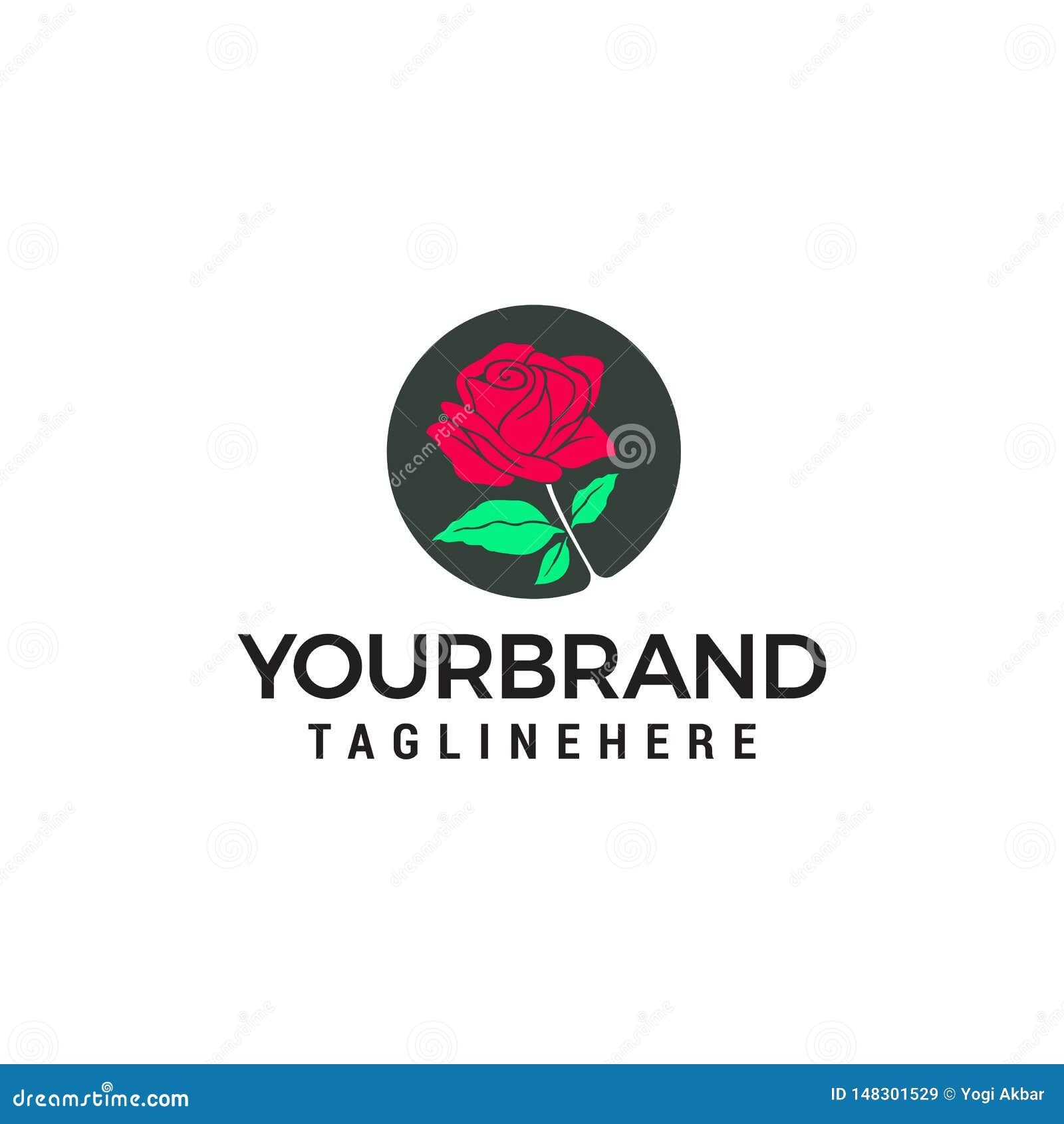 Roses in a Circle Logo Design Concept Template Stock Vector ...
