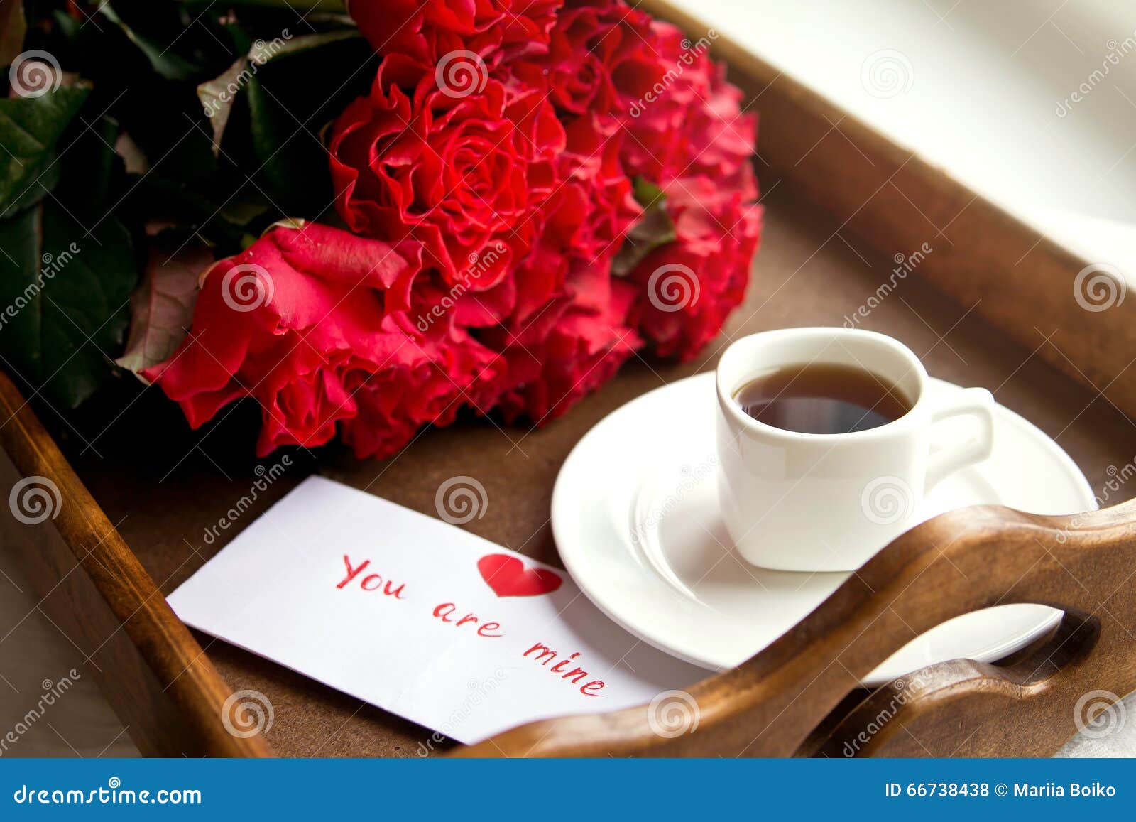 Roses and Coffee for Valentine S Day Stock Photo - Image of flowers ...