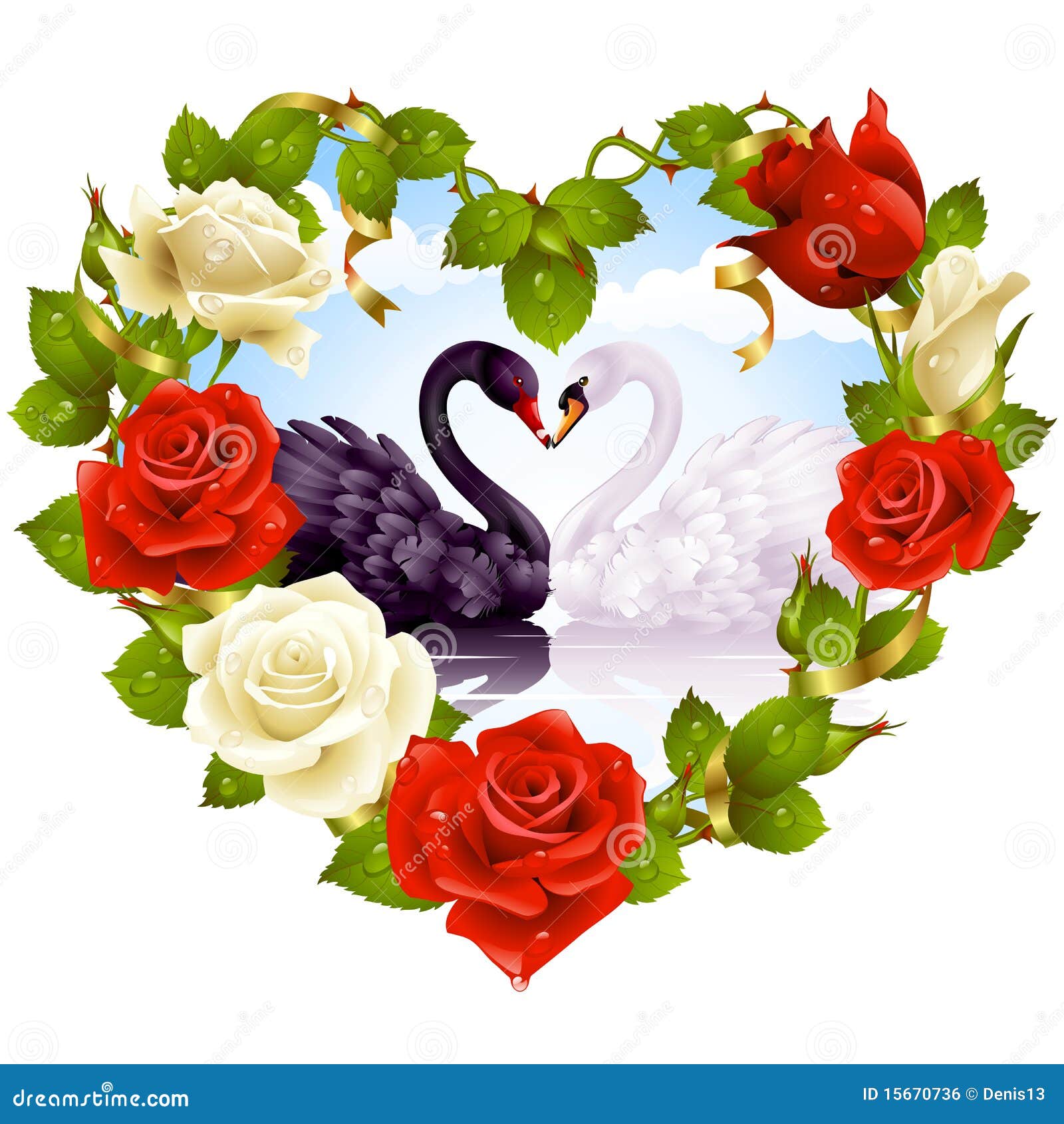 Couple Swans Lover Kissing Cartoon Illustration | CartoonDealer.com ...