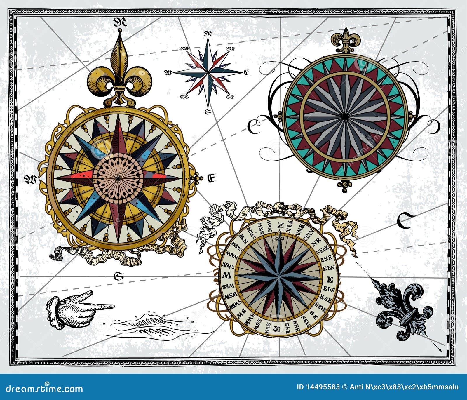 Roses de vent antiques illustration de vecteur. Illustration du ...