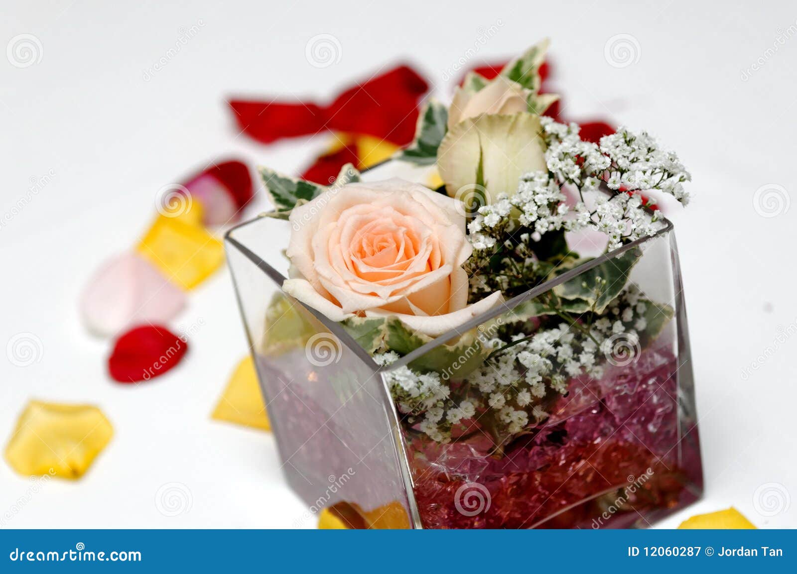 Roses decor stock image. Image of silver, venue, container - 12060287