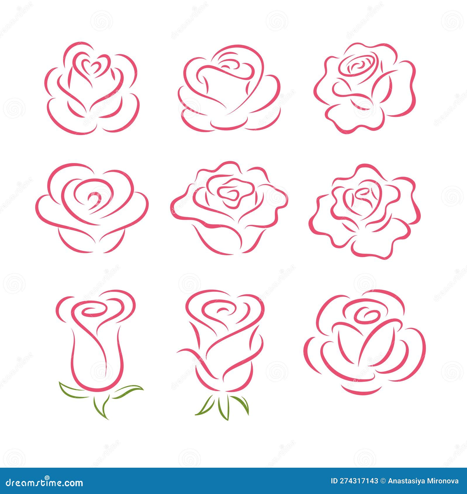 Roses design elements stock vector. Illustration of leaf - 274317143