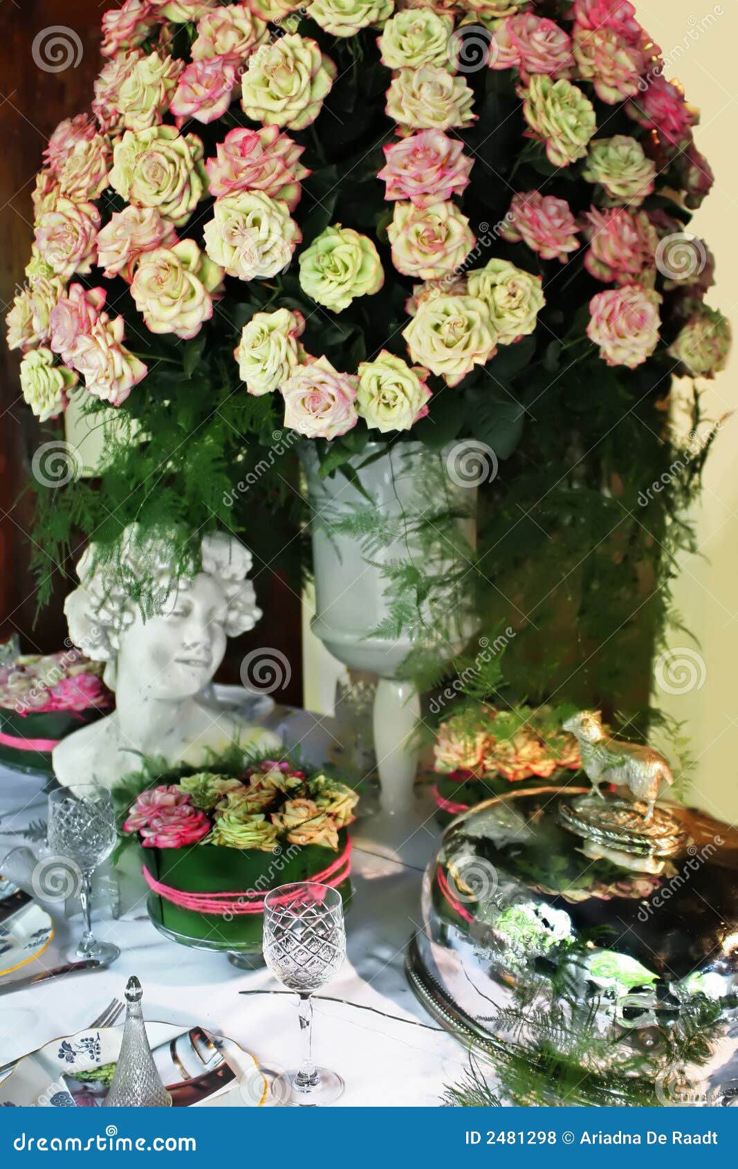 Roses for dinner party stock photo. Image of flowers, arrangement - 2481298