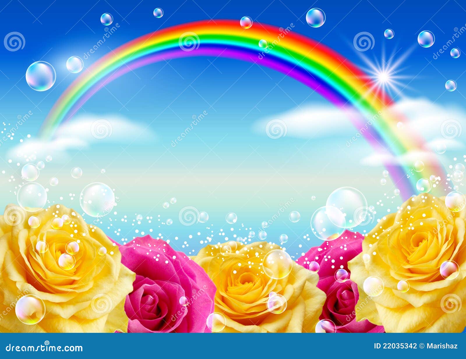 Roses et arc-en-ciel illustration stock. Illustration du clair - 22035342