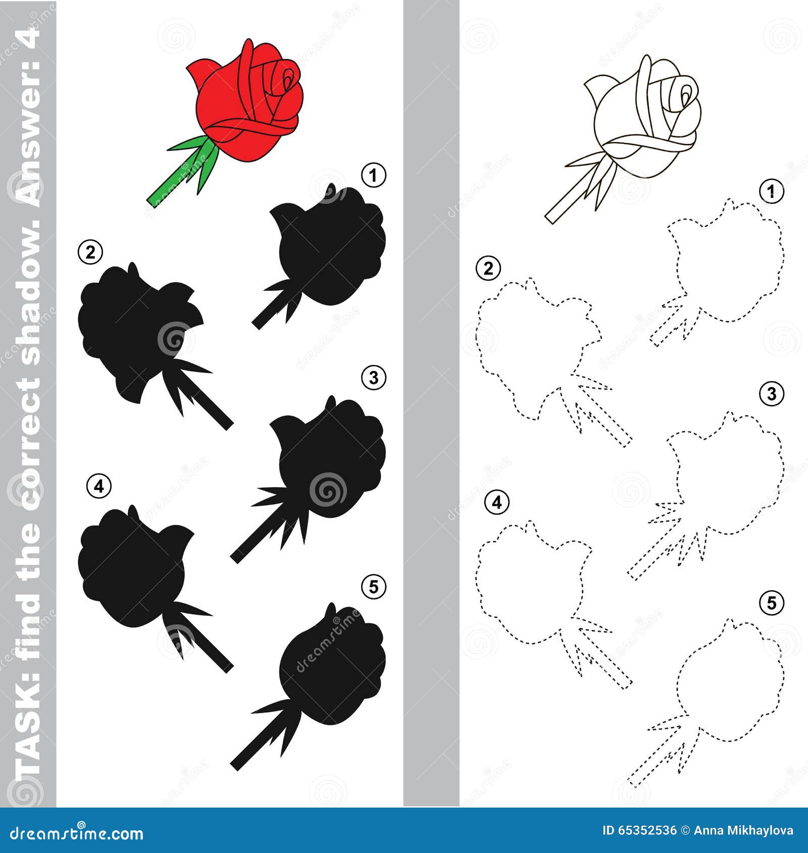Roses. Find True Correct Shadow. Stock Vector - Illustration of answer ...