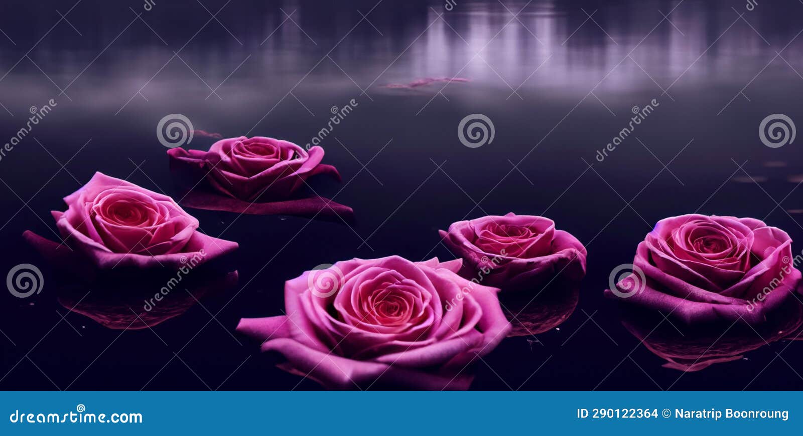 Roses Floating on the Water Mysterious Romantic Background Stock Photo ...