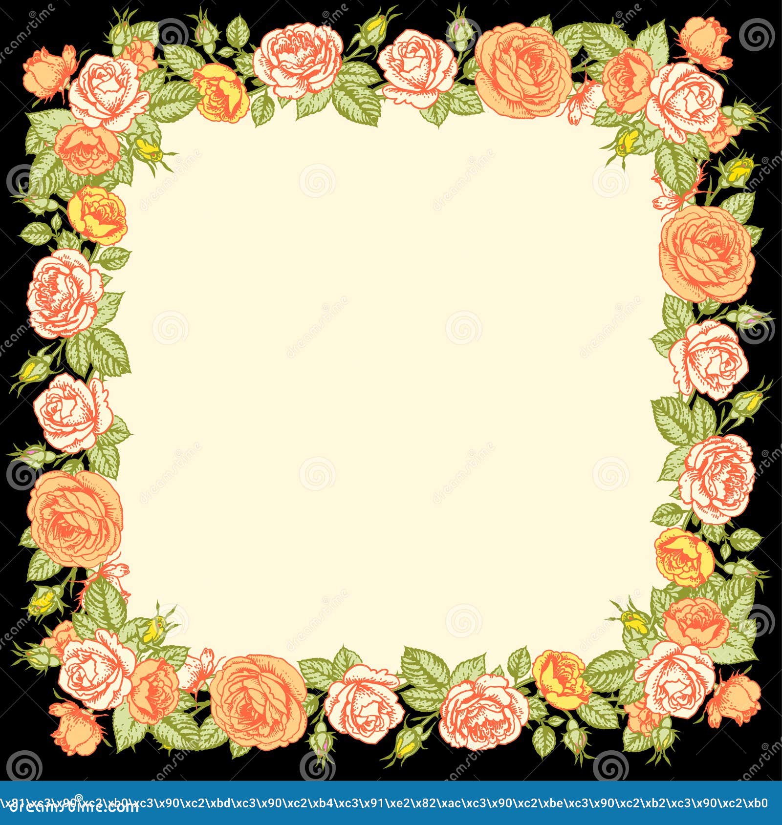 Roses frame. stock vector. Illustration of cultures, flower - 54665156