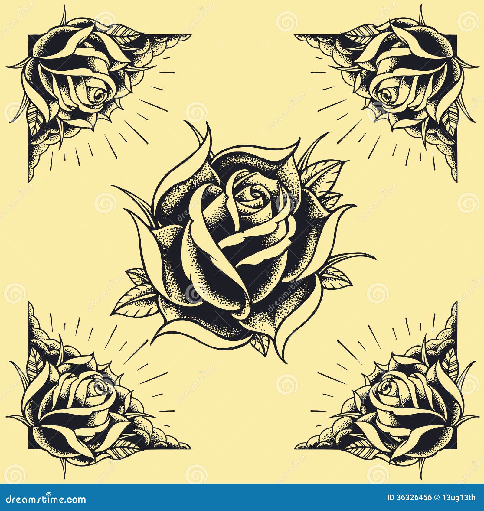 Vintage Frame Tattoo Outline