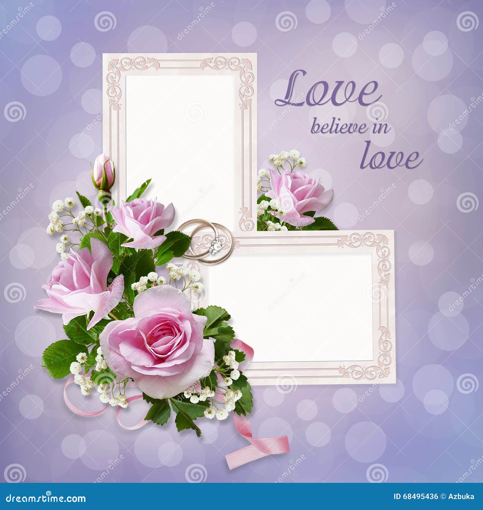 Roses, Frames, Wedding Rings on a Gentle Beautiful Background Stock ...