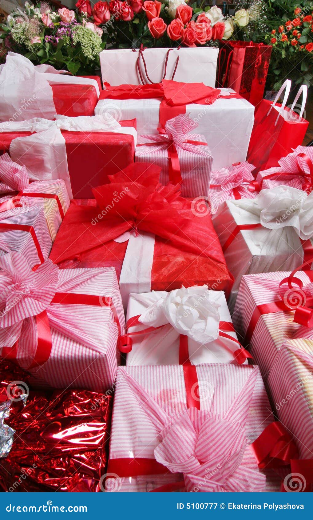Roses and gifts stock image. Image of christmas, birthday - 5100777