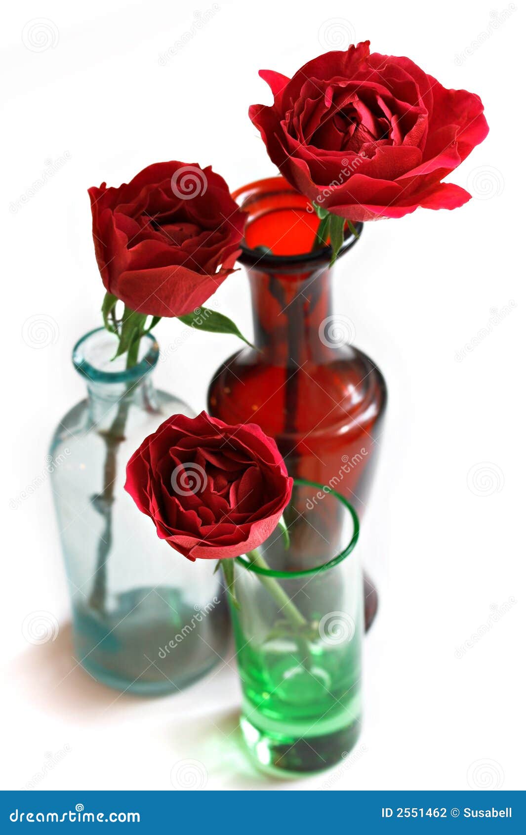 Roses in Glass Vases stock photo. Image of romance, fresh - 2551462
