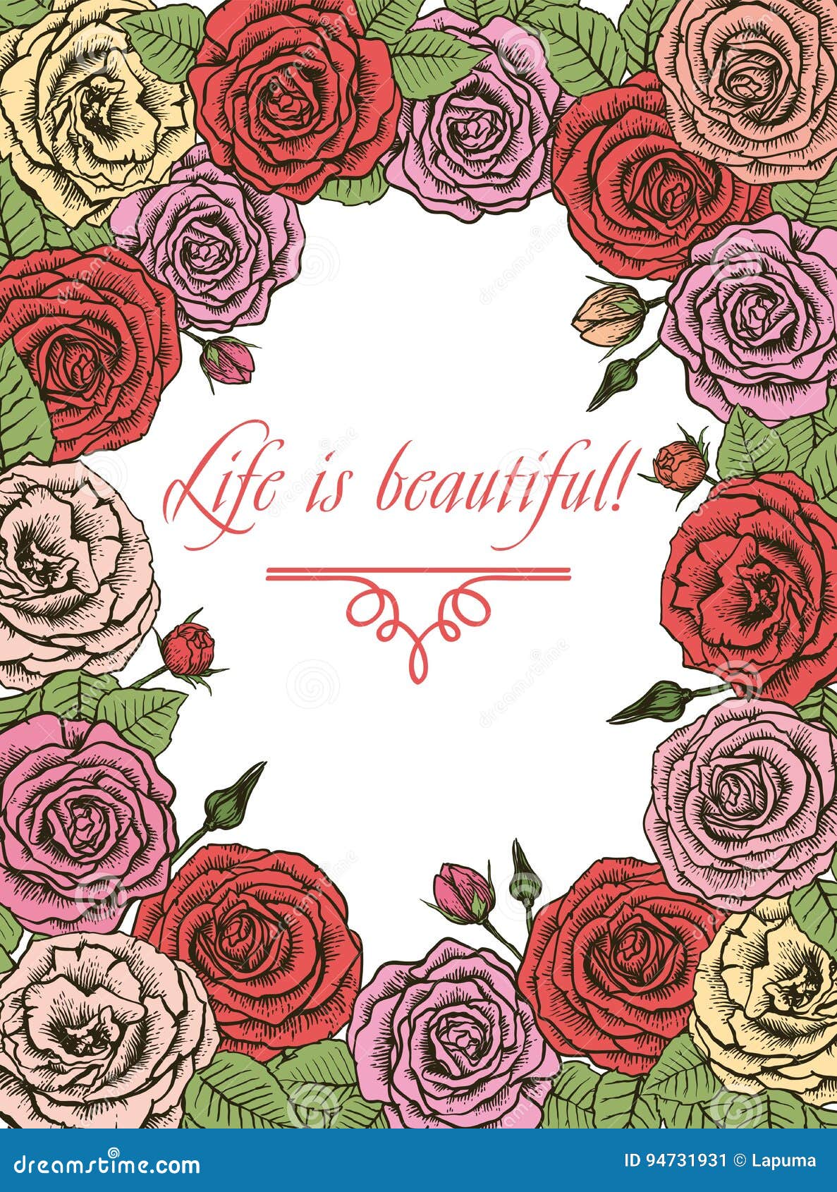 Roses. greeting card stock vector. Illustration of template - 94731931