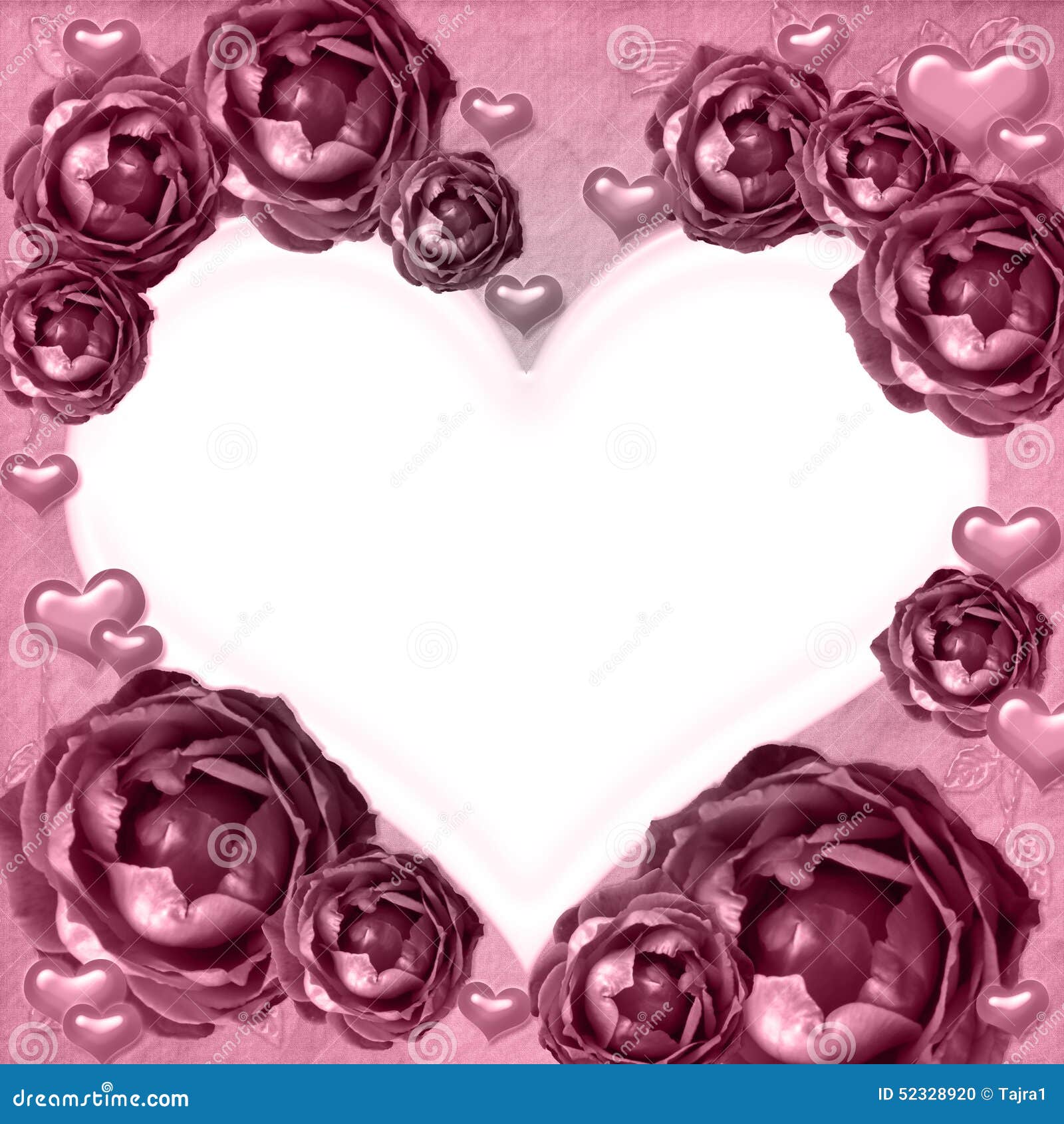 Roses Heart Frame Stock Photo - Image: 52328920