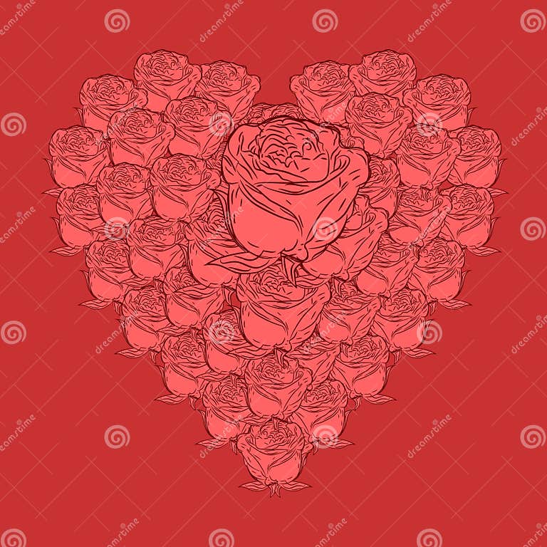 Roses in heart shape stock vector. Illustration of greeting - 17927344
