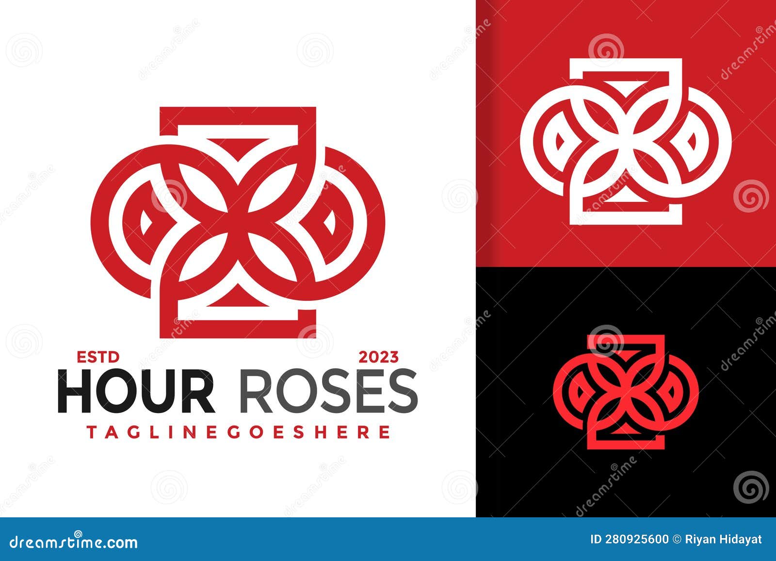 Roses Hourglass Flower Logo Vector Icon Illustration Stock Vector ...