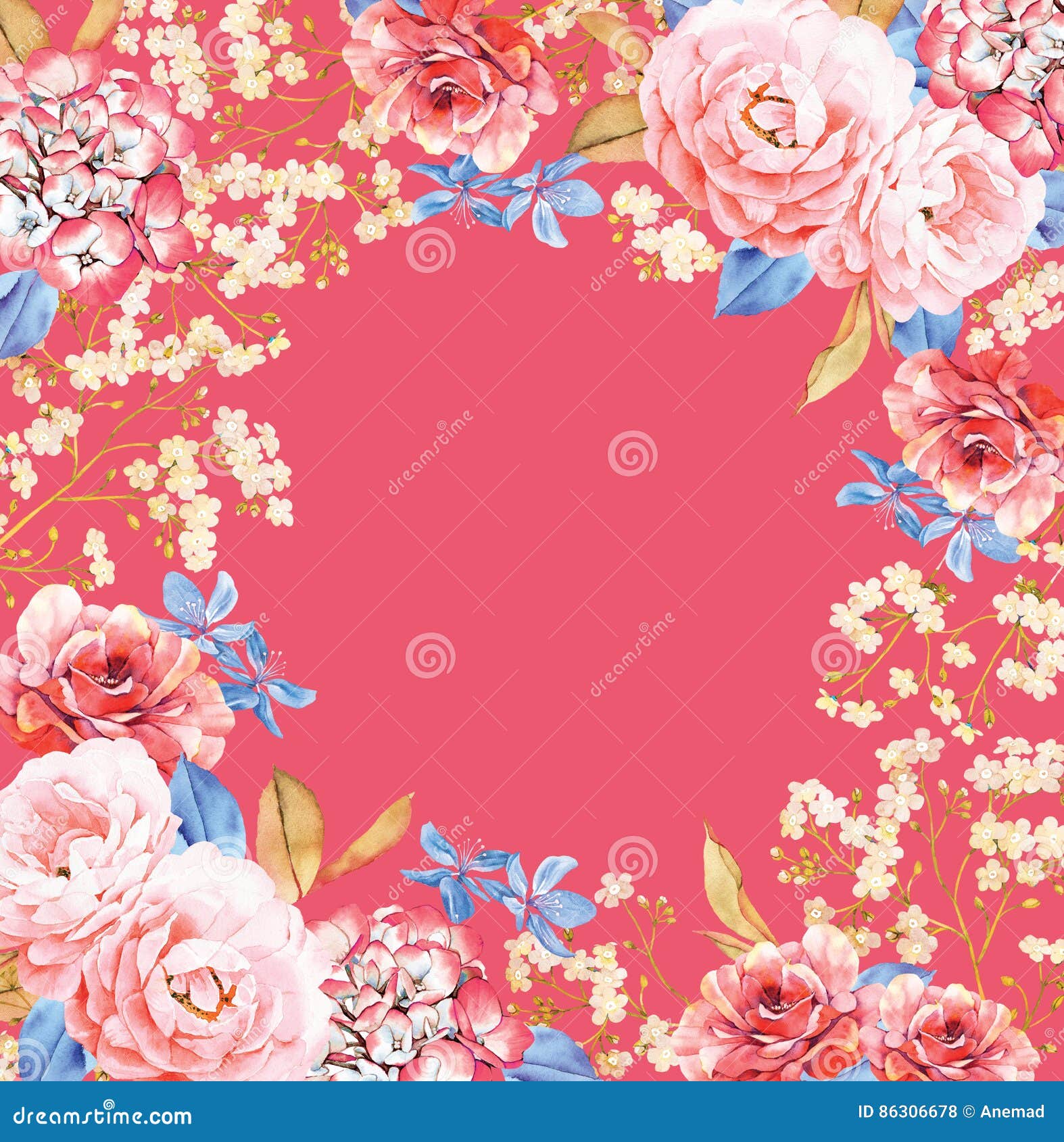Beautiful Composition Flower Frame Stock Illustrations – 17,342 ...