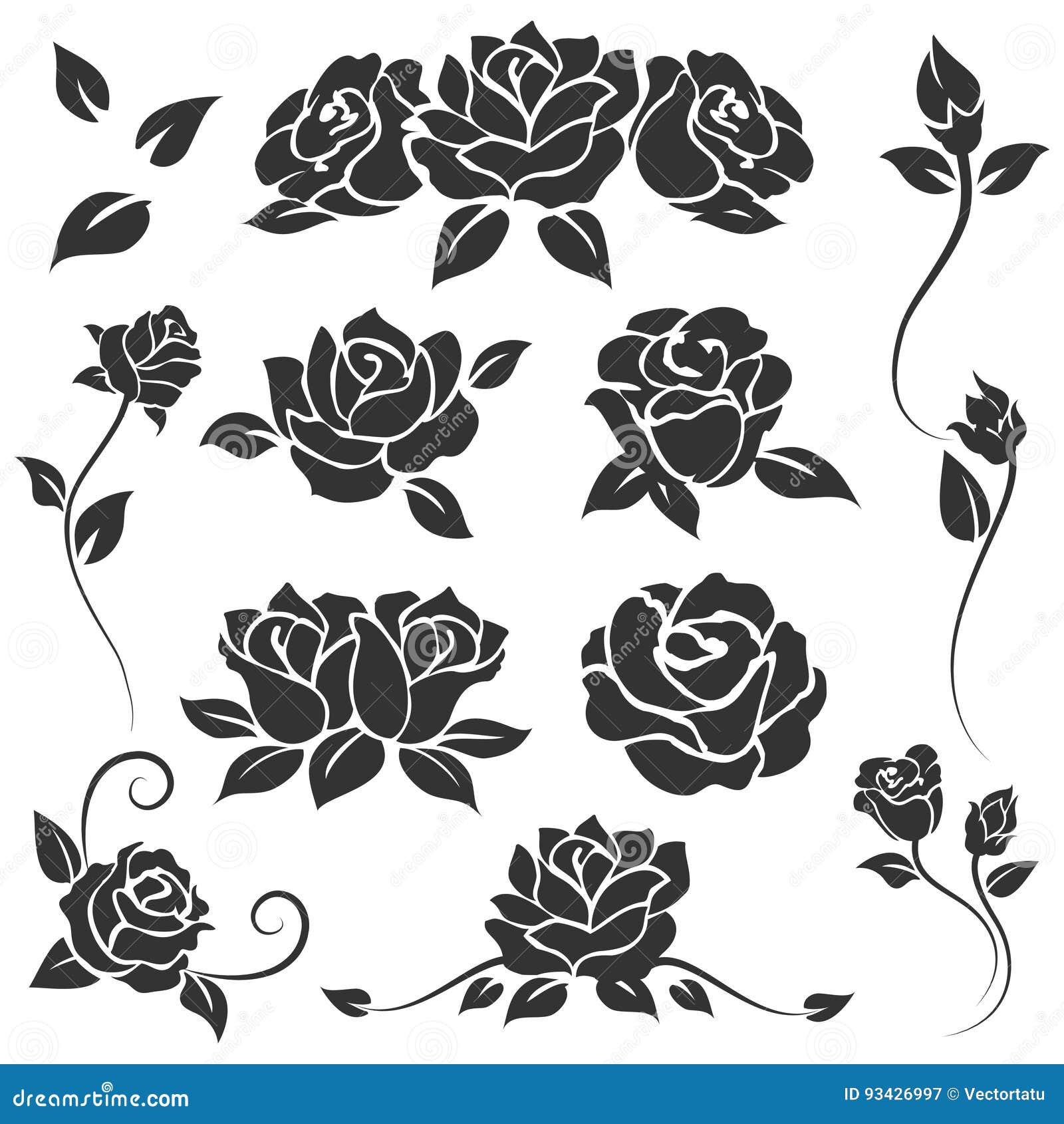 Roses Isolated on White Background Stock Vector - Illustration of ...