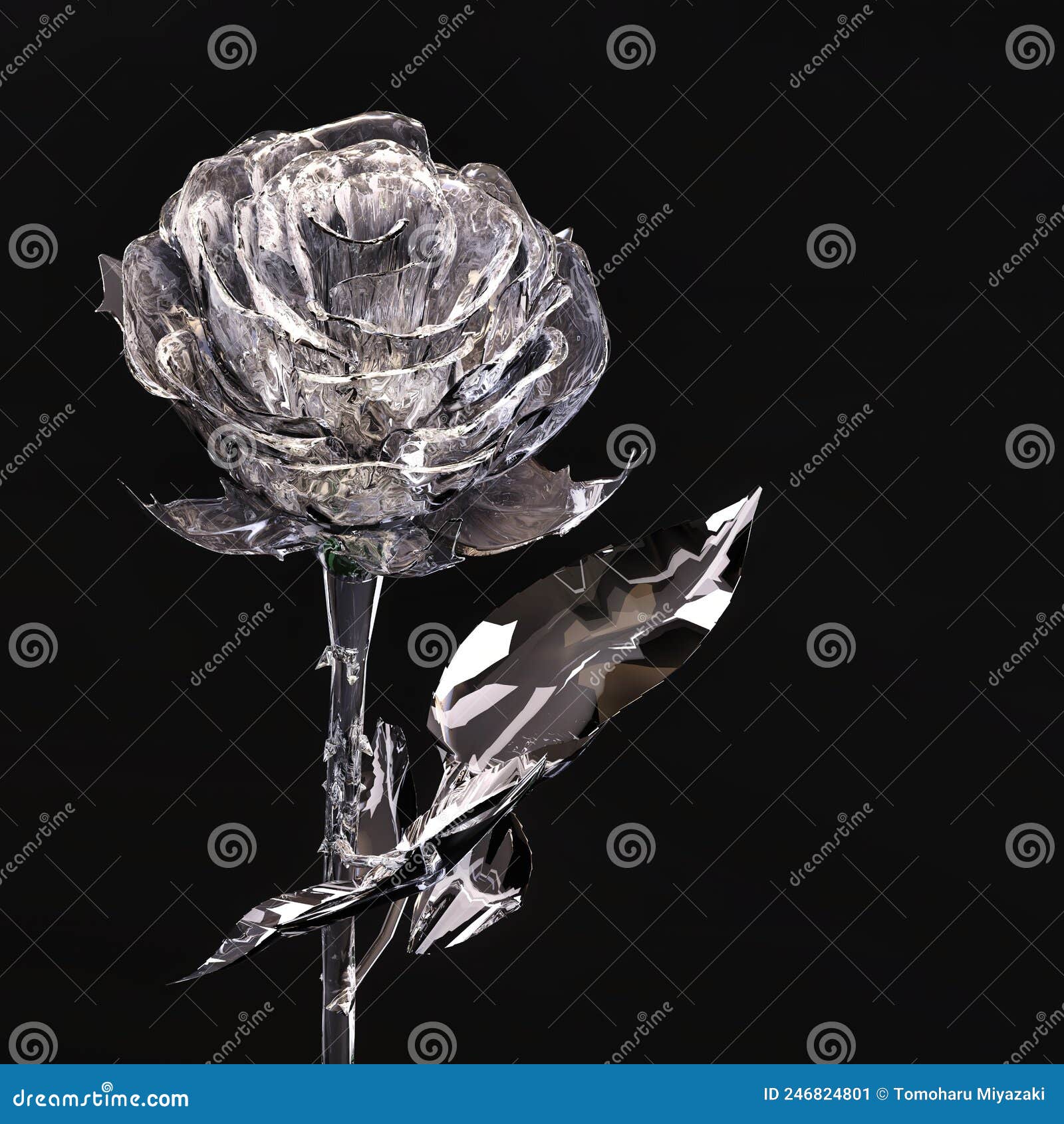 Rose Made of Clear Glass. 3D Illustration Stock Illustration ...