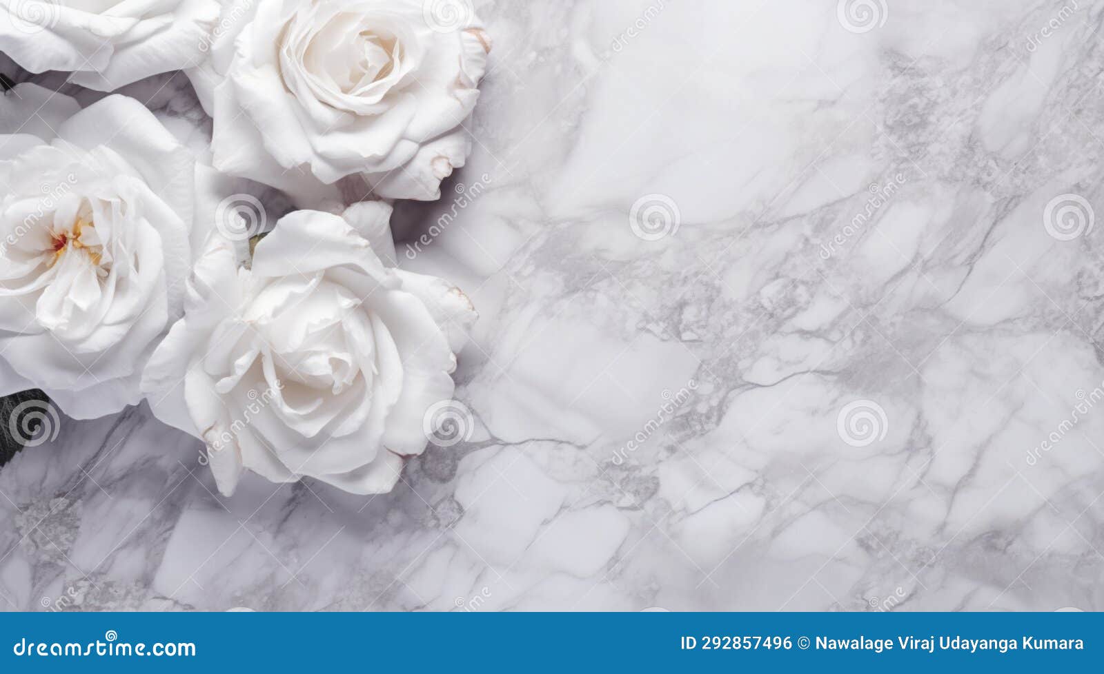 Roses on Marble with Copy Space. Generative Ai Stock Illustration ...