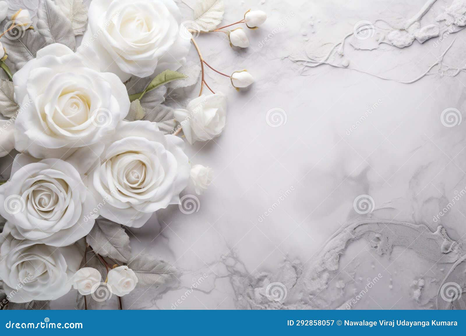 Roses on Marble with Copy Space. Generative Ai Stock Illustration ...