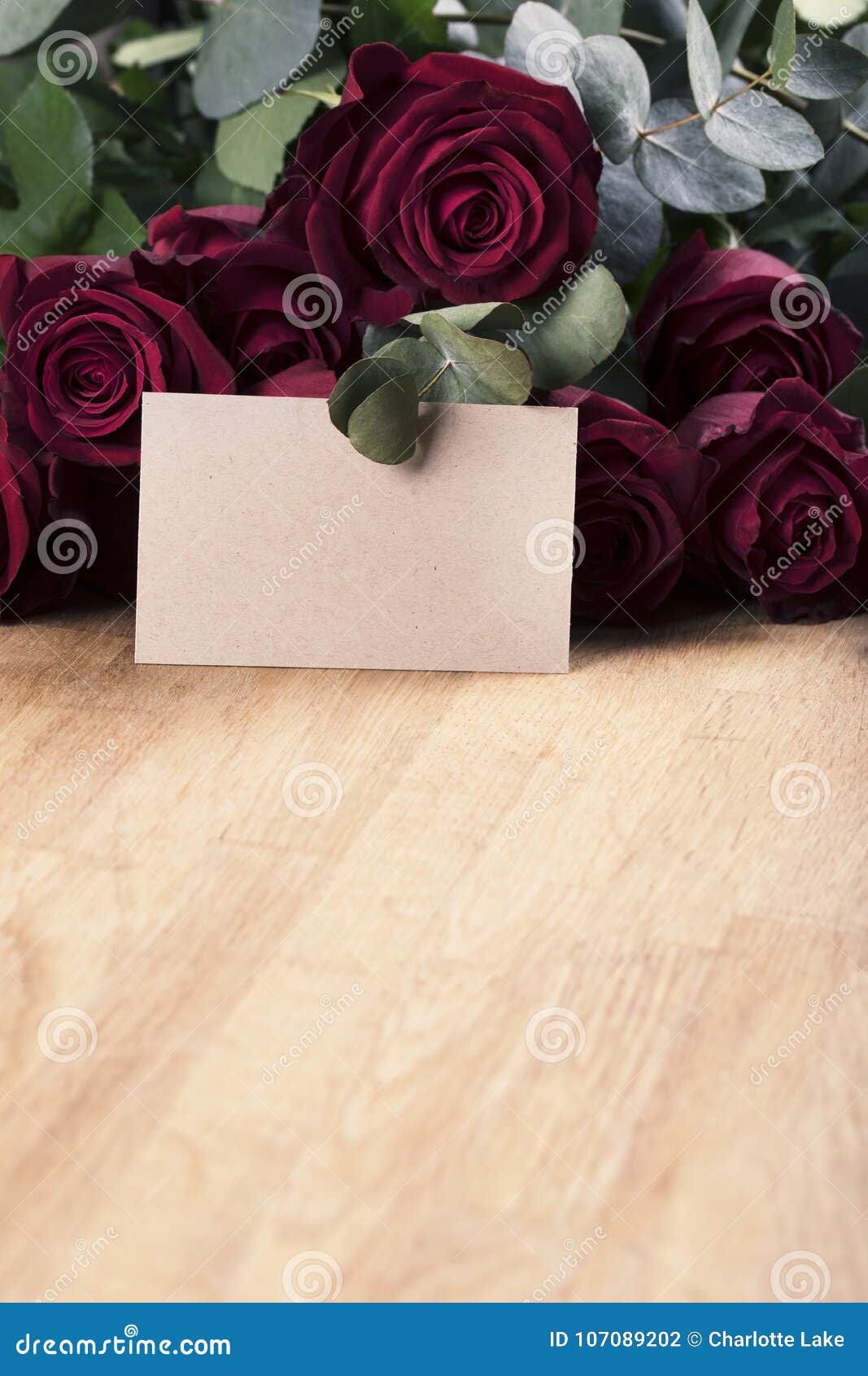 Roses with a note stock photo. Image of valentine, flower - 107089202