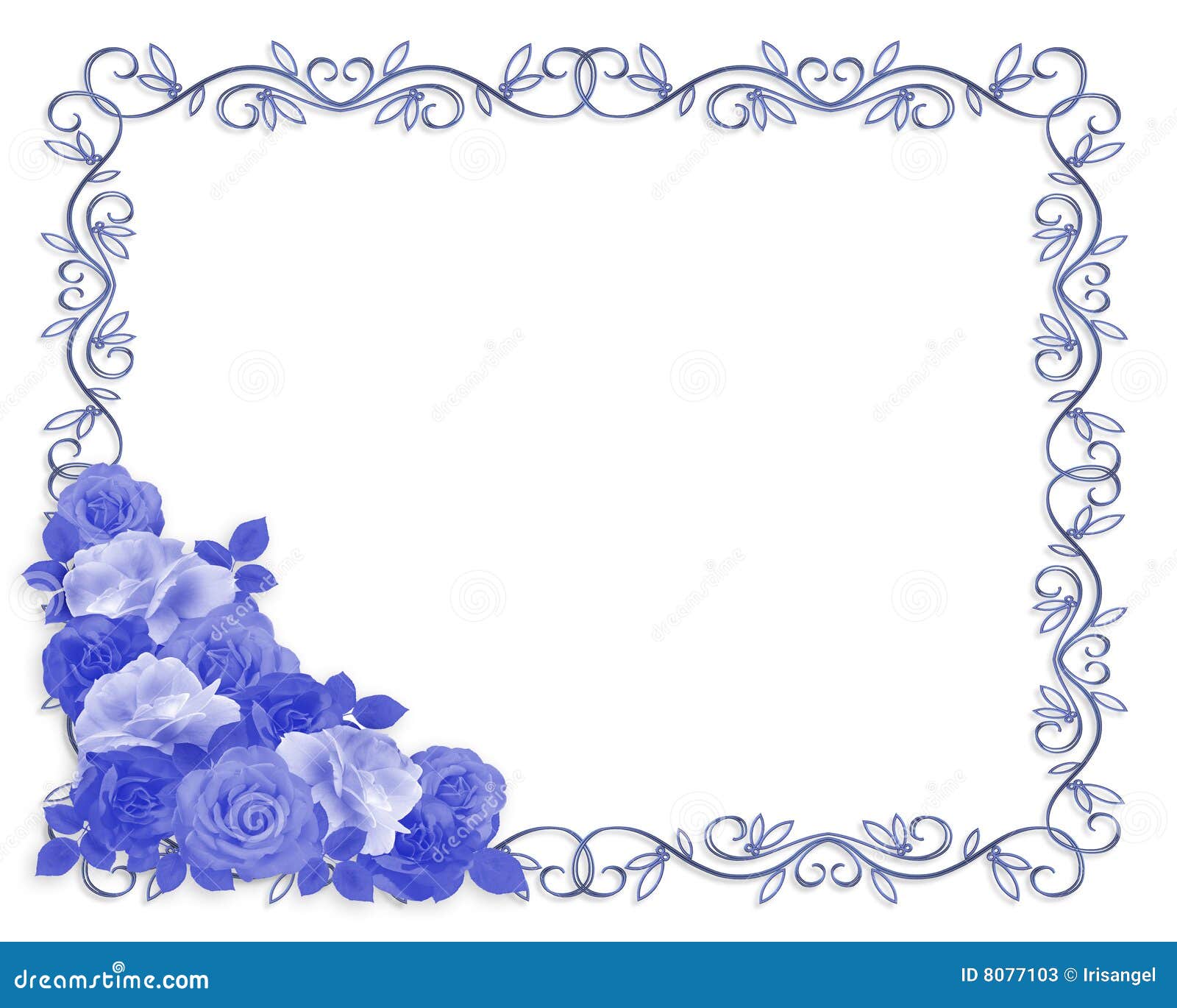 Roses Ornamental Border Blue Stock Illustration - Illustration of ...