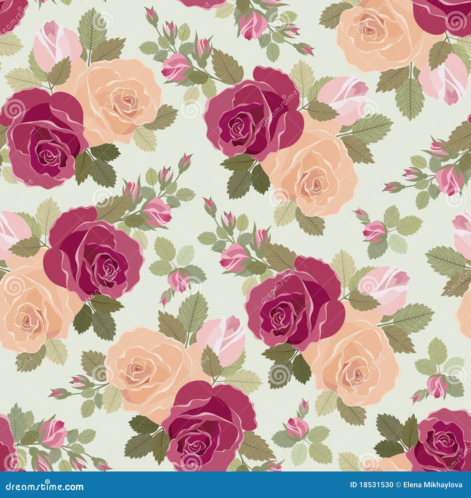 Roses pattern stock vector. Illustration of fabric, retro - 18531530