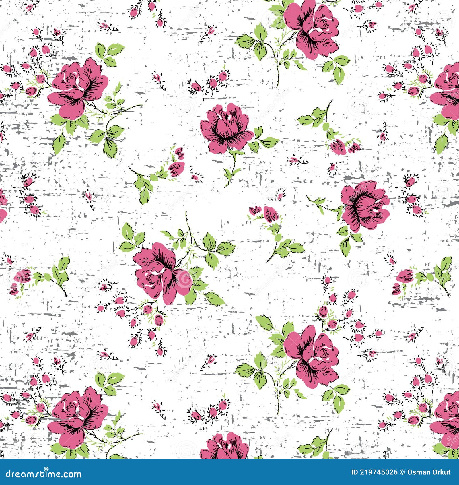 Roses Pattern with Leaves Ditsy Flowers Stock Vector - Illustration of ...