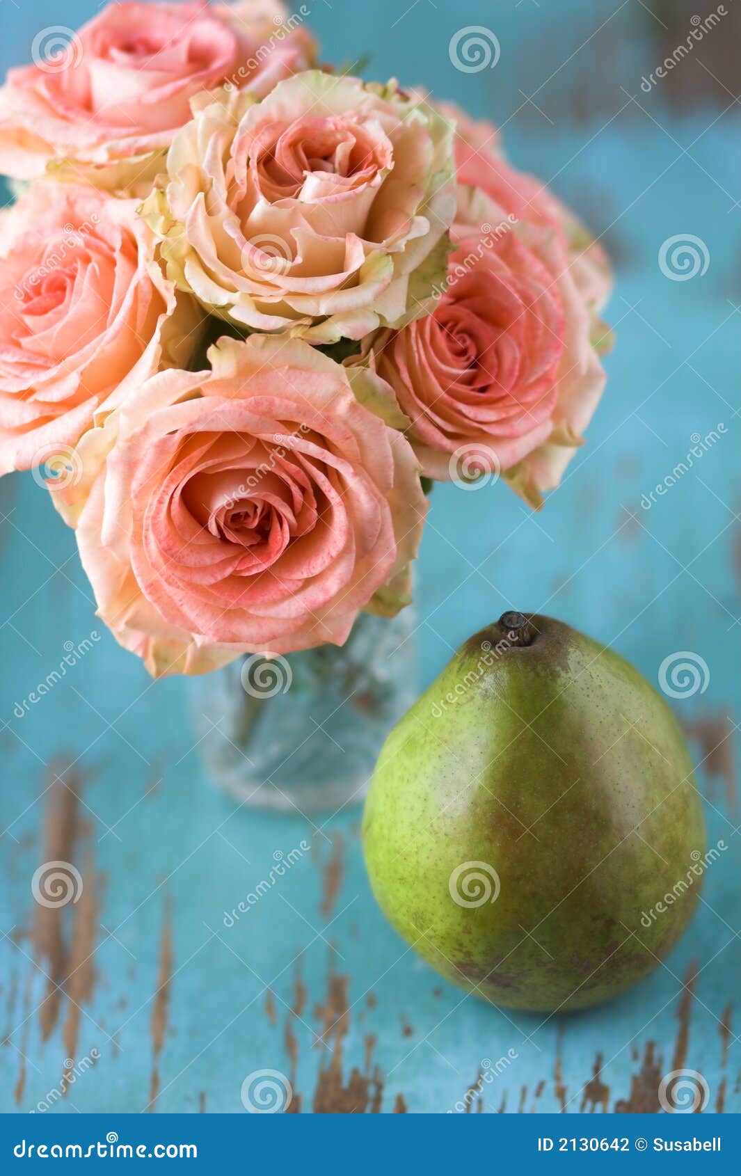 Roses and Pear stock photo. Image of pear, spring, rustic - 2130642