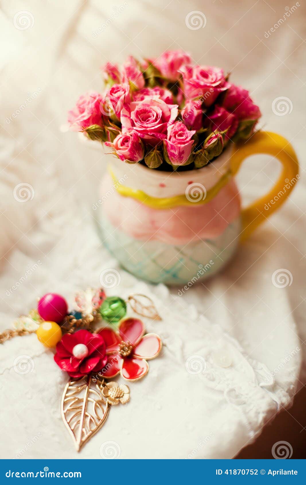 Roses in pitcher stock photo. Image of summer, bouquet - 41870752