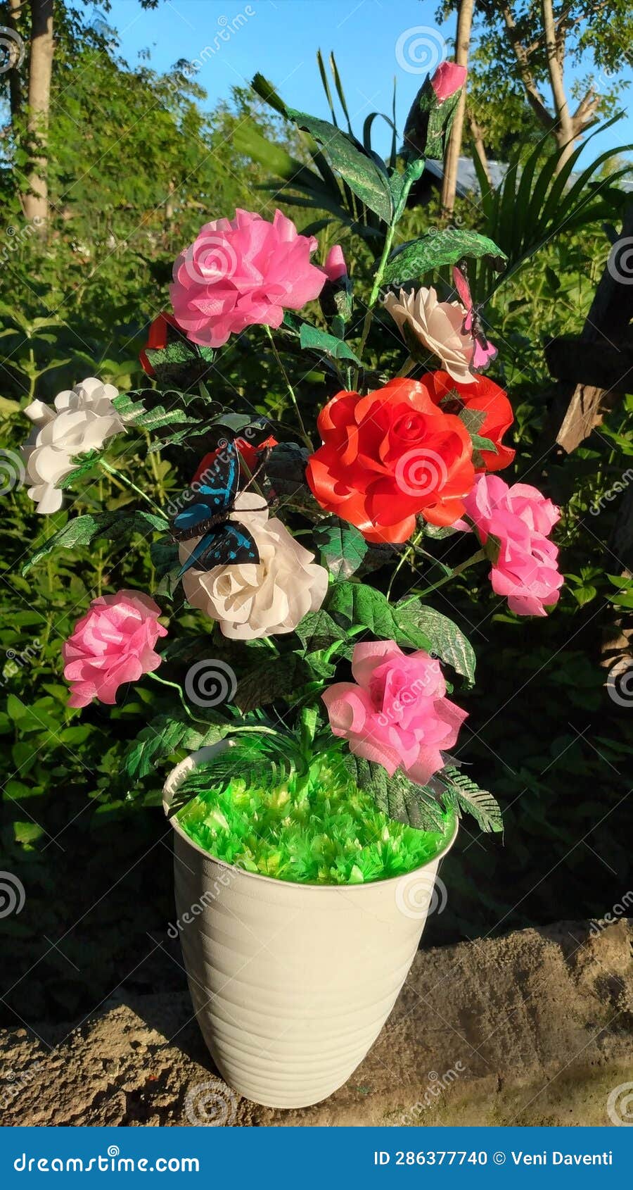Roses from Plastic Waste stock illustration. Illustration of flowers ...